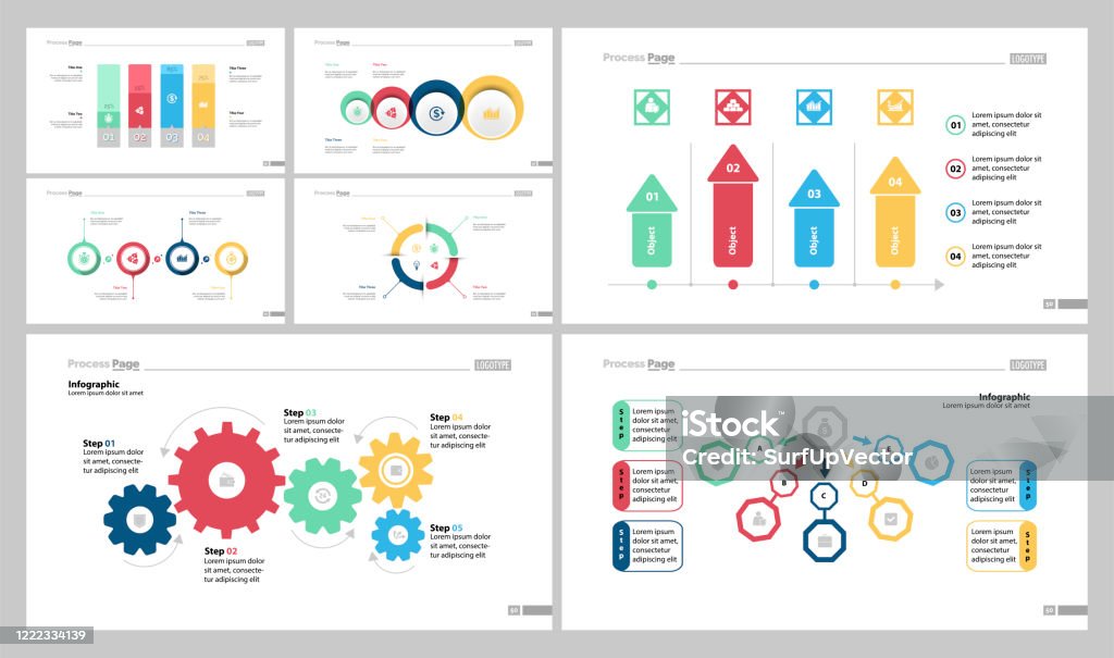 Seven Workflow Slide Templates Set Stock Illustration - Download Image ... Seven Workflow Slide Templates Set Stock Illustration - Download Image ...