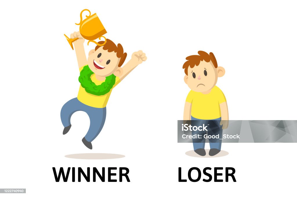 Words Winner And Loser Textcard With Text Cartoon Characters Opposite
