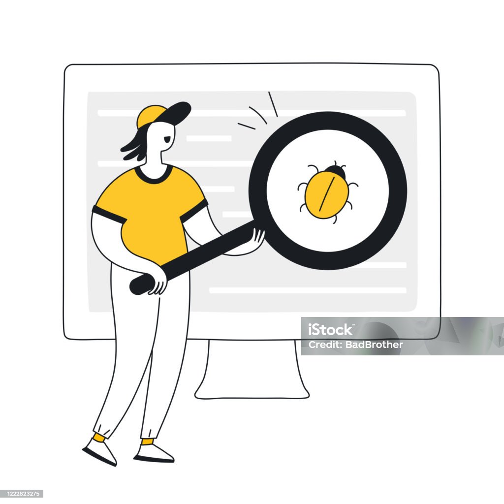 Bug Finding And Fixing Debugging Web Development Software Testing Metaphor Vector Stock