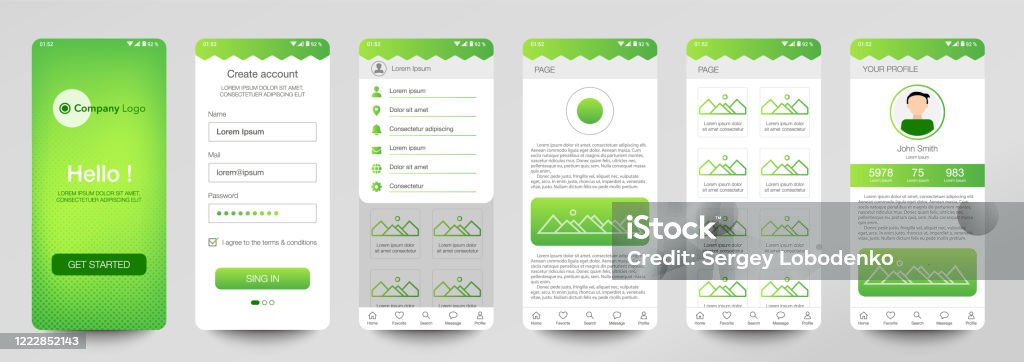 Desain Aplikasi Seluler Ui Ux Gui Set Layar Pendaftaran Pengguna Dengan