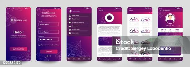Desain Aplikasi Seluler Ui Ux Gui Set Layar Pendaftaran Pengguna Dengan