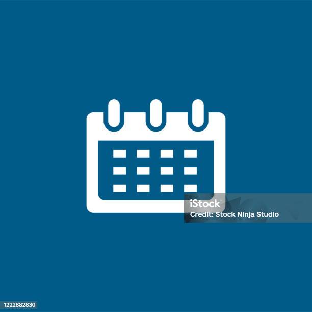 Ikon Kalender Pada Latar Belakang Biru Ilustrasi Vektor Gaya Datar Biru