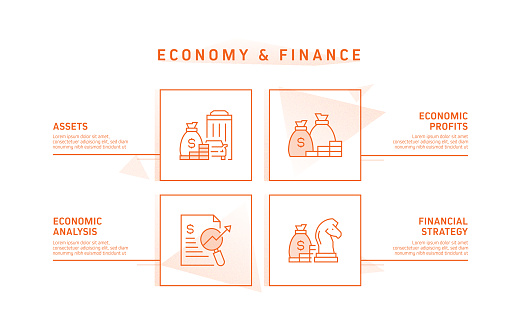 Modèle Éléments Et Icônes De Concept Déconomie Et De Finance Conception