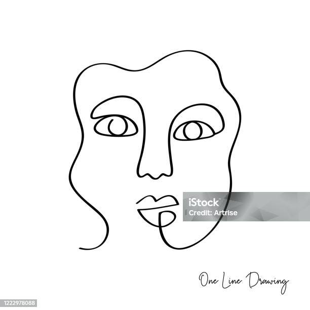 Fashion One Line Drawing Women Face Stock Illustration Download Image