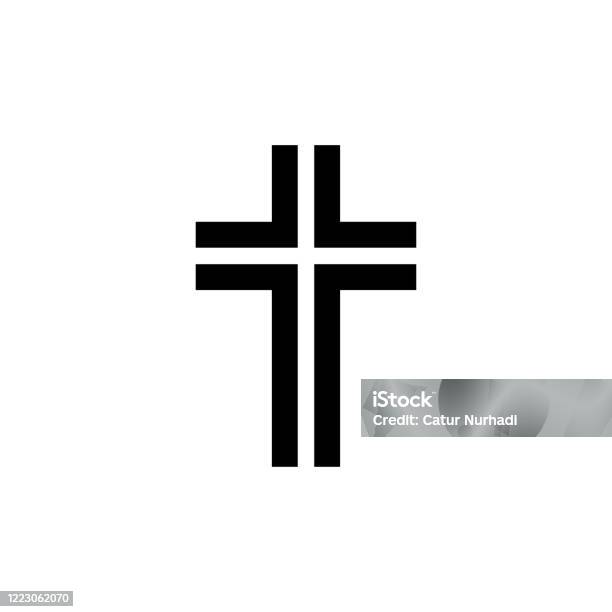 Christian Cross Icon Desain Template Vektor Datar Trendi Ilustrasi Stok