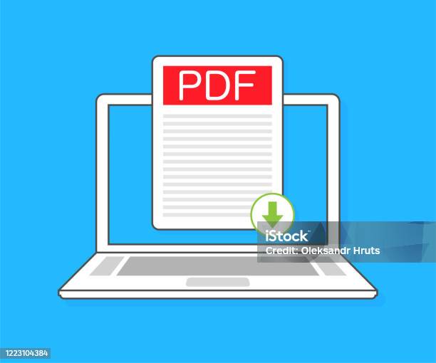 Unduh Tombol Pdf Di Layar Laptop Mengunduh Konsep Dokumen File Dengan