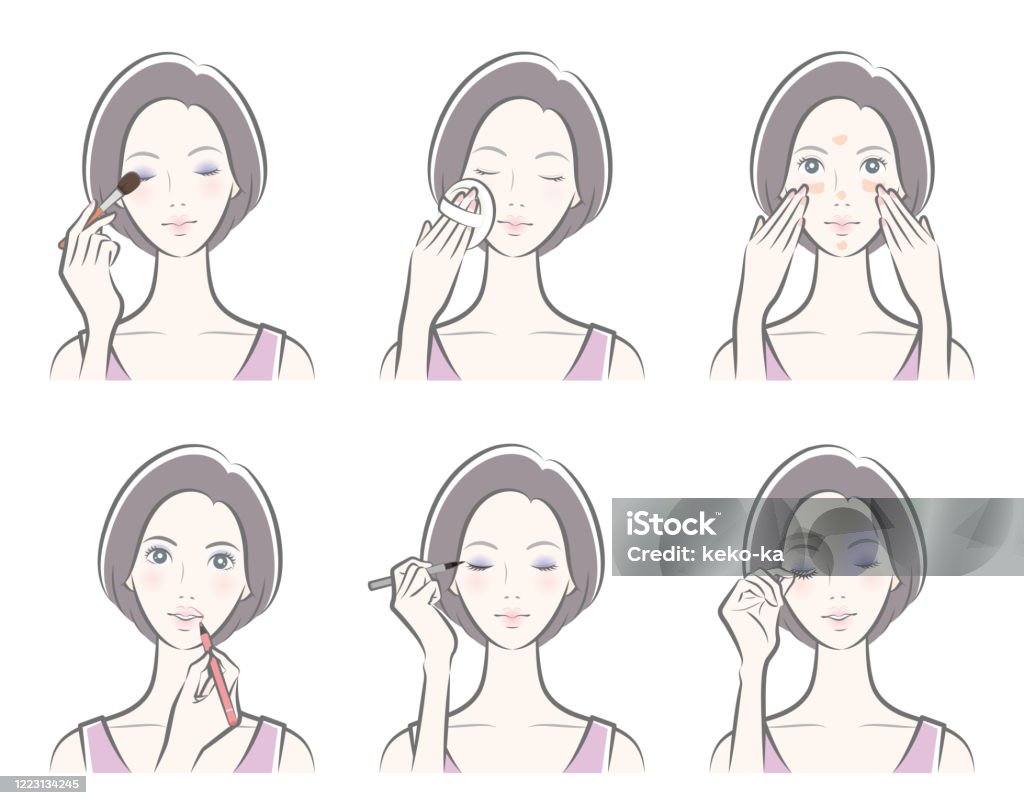 Illustration Of A Woman Doing Makeup Stock Illustration Download