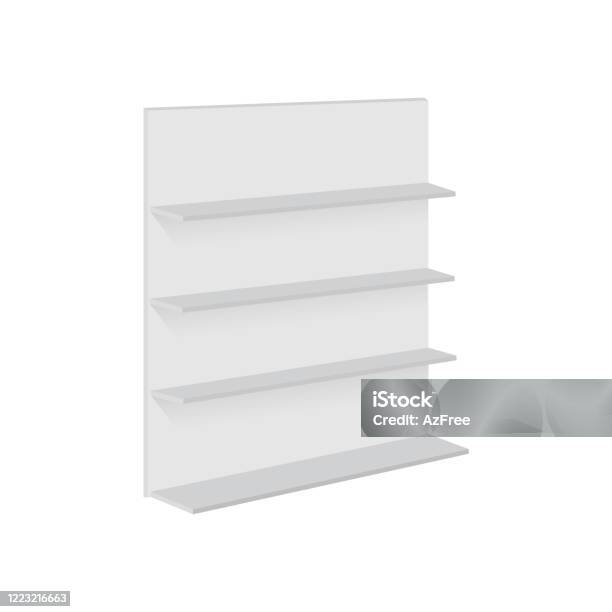 Perakende Rafları Ile Boş Boş Vitrin Ekran Vektör Mock Up Stok Vektör