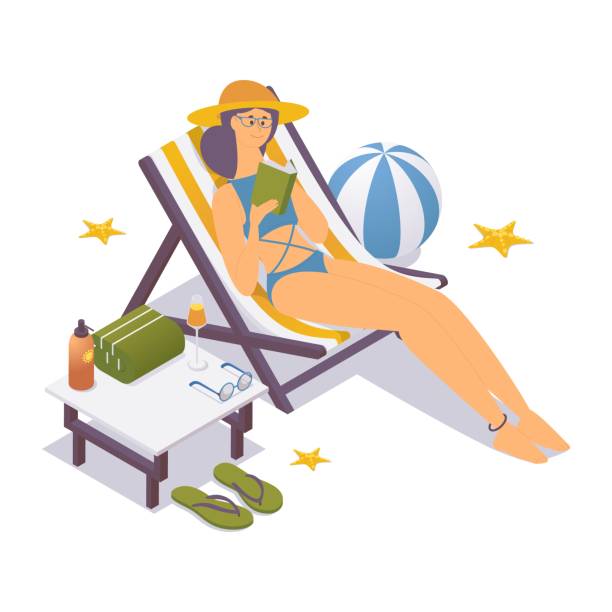 320 Femme Transat Plage Stock Illustrations Graphiques Vectoriels