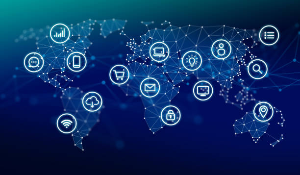 Free Stock Photo of World Map with Technology Icons - Information ...
