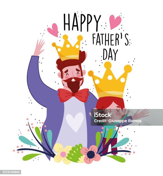 Heureux Pères Jour Papa Et Fils Avec Des Personnages De La Couronne