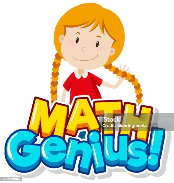 Desain Font Untuk Kata Matematika Jenius Dengan Gadis Bahagia Ilustrasi ... Desain Font Untuk Kata Matematika Jenius Dengan Gadis Bahagia Ilustrasi ...