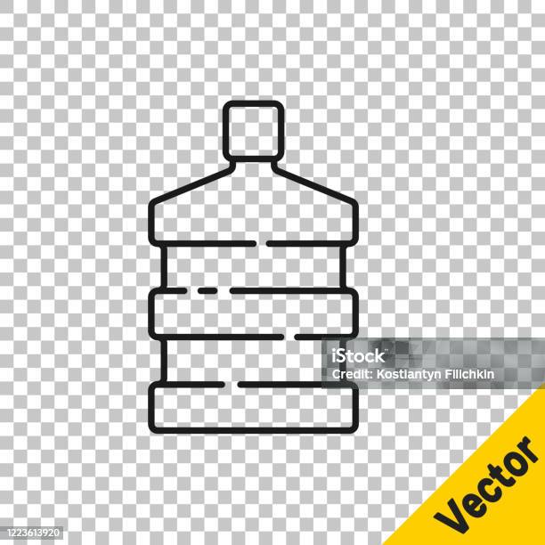 Schwarze Linie Große Flasche Mit Sauberem Wassersymbol Isoliert Auf