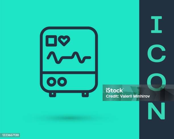 Moniteur Dordinateur De Ligne Noire Avec Licône De Cardiogramme Isolée