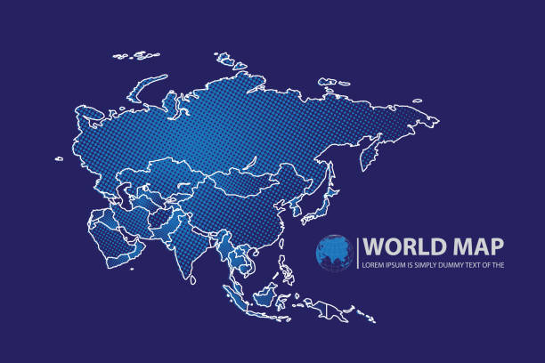 240 Colored Political World Map With Round Flat Icons And Globes Stock