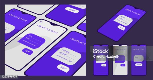 Kit Mockup Layar Masuk Dan Daftar Aplikasi Seluler Ilustrasi Stok ... Kit Mockup Layar Masuk Dan Daftar Aplikasi Seluler Ilustrasi Stok ...