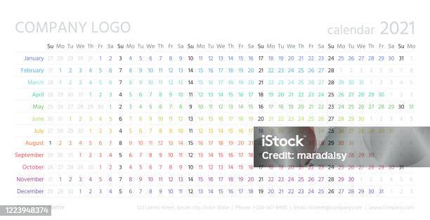 2021 Linear Calendar Vector Illustration Yearly Calender Planner Stock ... 2021 Linear Calendar Vector Illustration Yearly Calender Planner Stock ...