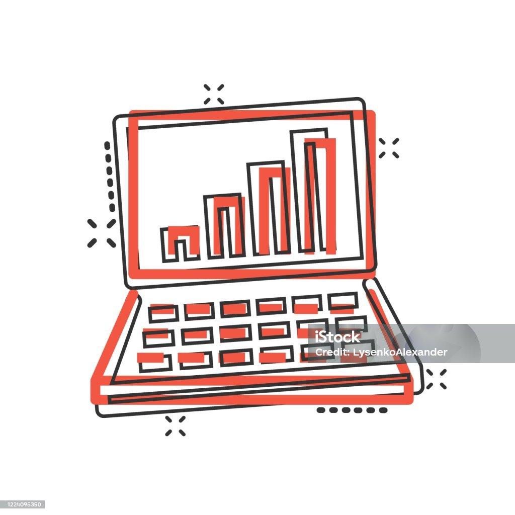Icône De Diagramme Dordinateur Portable Dans Le Modèle Comique