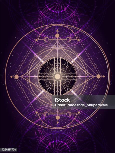 Ilustrasi Vektor Simbol Geometri Suci Pada Latar Belakang Abstrak