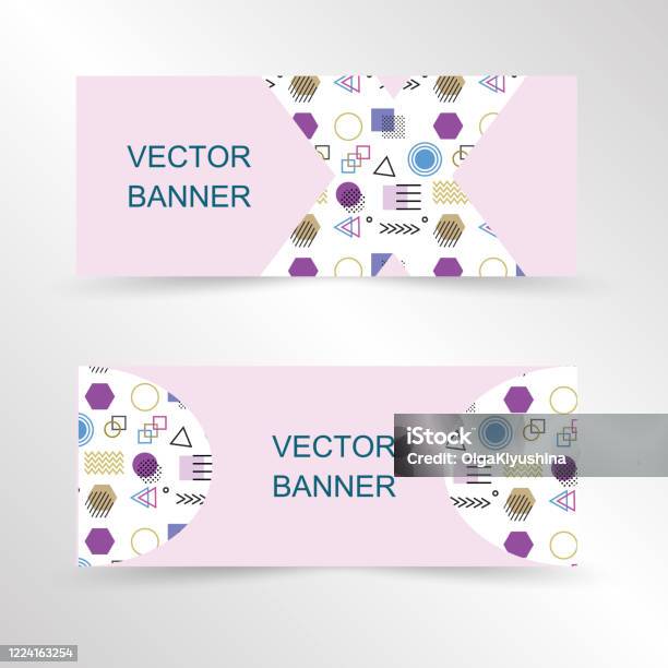 Set Spanduk Geometris Desain Template Banner Situs Web Desain Halaman