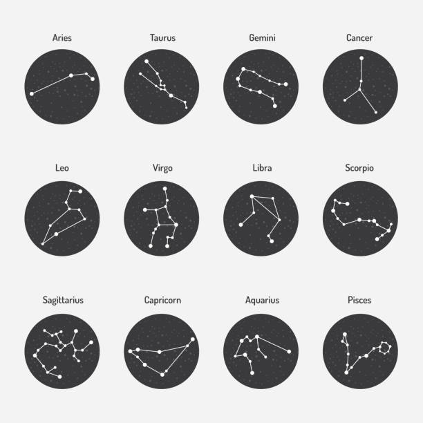 440 Taurus Set Of Simple Zodiac Icons For Horoscopes Predictions Stock