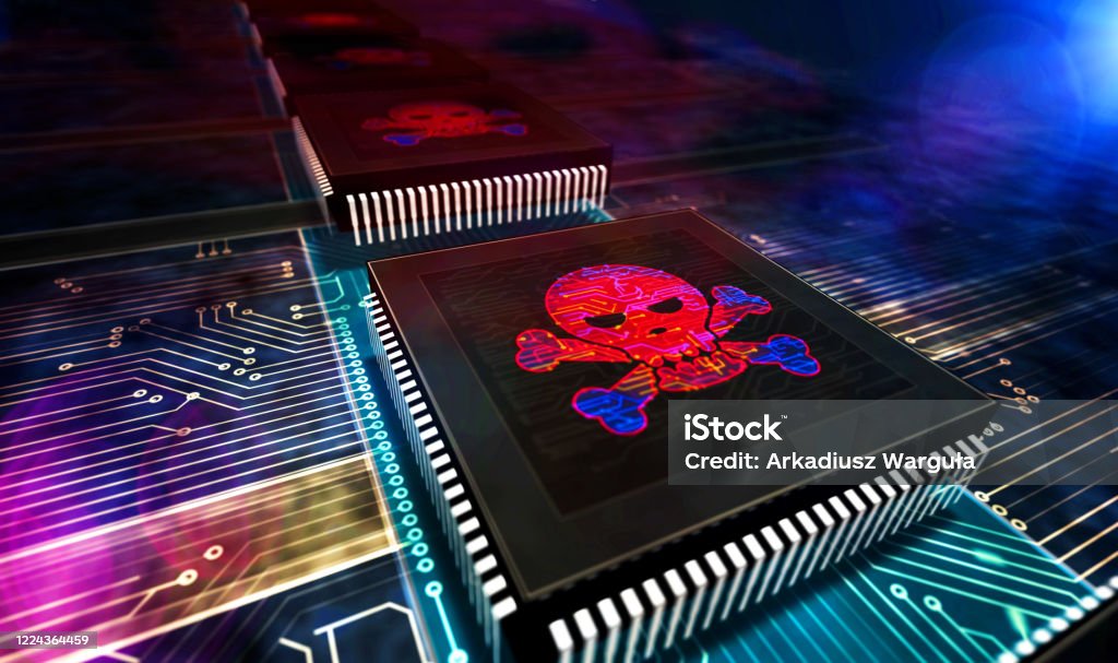 Processor Factory With Laser Burning Of Cyber Crime And Skull Symbols ... Processor Factory With Laser Burning Of Cyber Crime And Skull Symbols ...