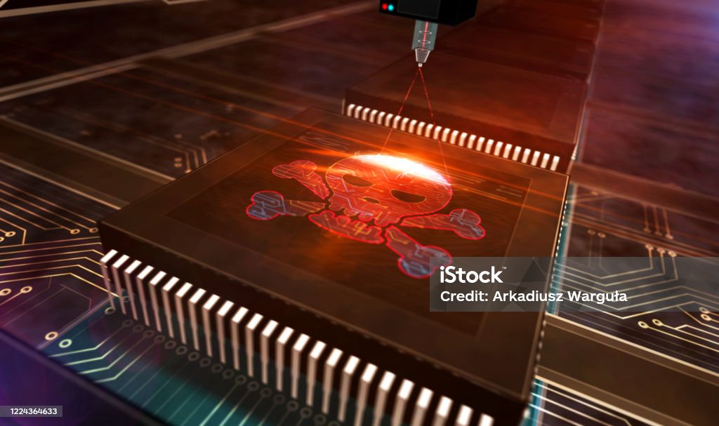 Processor Factory With Laser Burning Of Cyber Crime And Skull Symbols ... Processor Factory With Laser Burning Of Cyber Crime And Skull Symbols ...