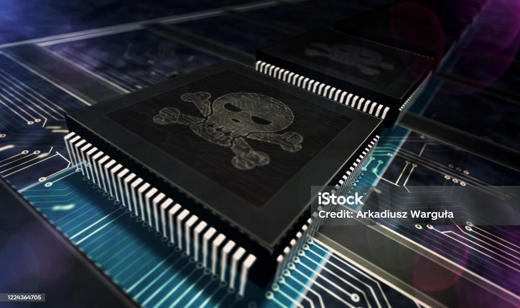 Processor Factory With Laser Burning Of Cyber Crime And Skull Symbols ... Processor Factory With Laser Burning Of Cyber Crime And Skull Symbols ...