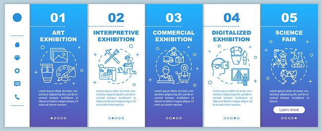 Pameran Dan Museum Onboarding Halaman Web Seluler Vektor Template Ide