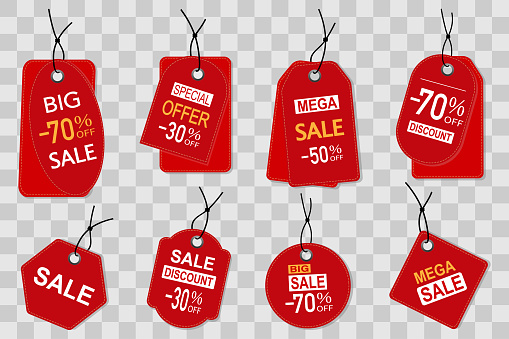 Ensemble Détiquettes De Prix Bannières De Vente Rouge Étiquettes