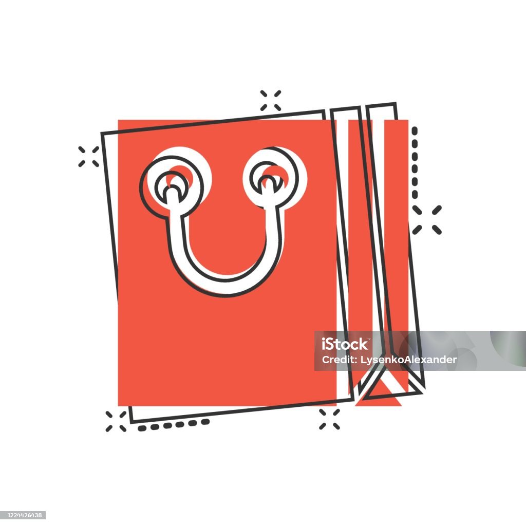 Icône De Sac Dachat Dans Le Modèle Comique Illustration Vectorielle De