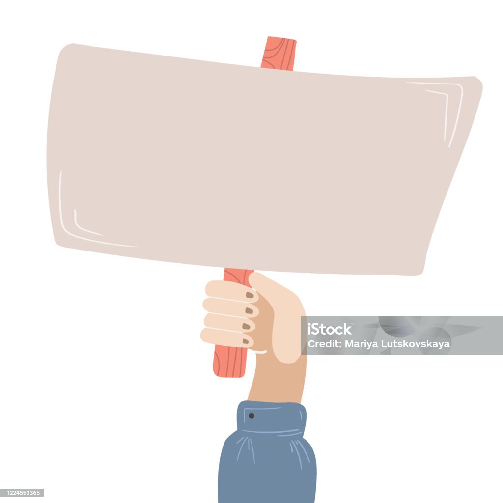 Hand Holding Blank Placard Empty Space For Text Poster Empty Protest