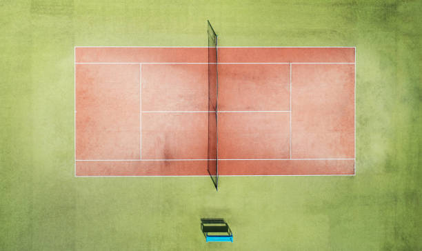 Free Stock Photo of Aerial View of Tennis Court With Red Floor ...