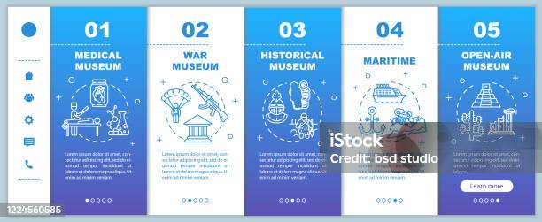 Pameran Dan Museum Onboarding Halaman Web Seluler Vektor Template Ide