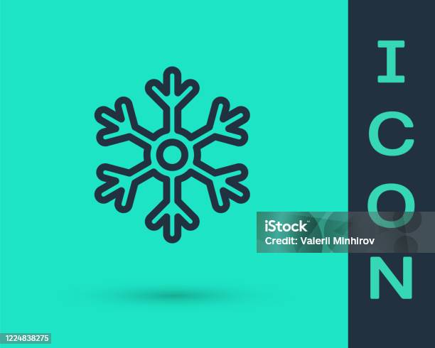 Ikon Snowflake Garis Hitam Terisolasi Pada Latar Belakang Hijau ... Ikon Snowflake Garis Hitam Terisolasi Pada Latar Belakang Hijau ...
