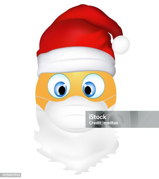 Emoji Emoticon Lucu Santa Claus Mengenakan Topeng Medis Ilustrasi 3d