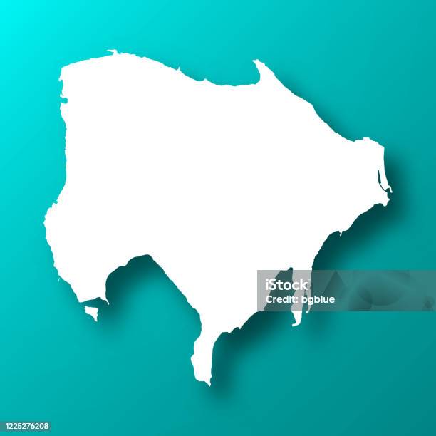 Djerba Map On Blue Green Background With Shadow Stock Illustration
