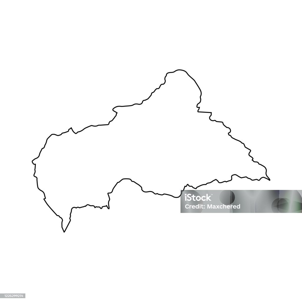 Central African Republic Map Line Outline Country Africa Map