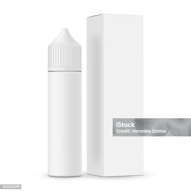 Botol Dropper Dengan Mockup Kotak Kardus Terisolasi Di Latar Belakang