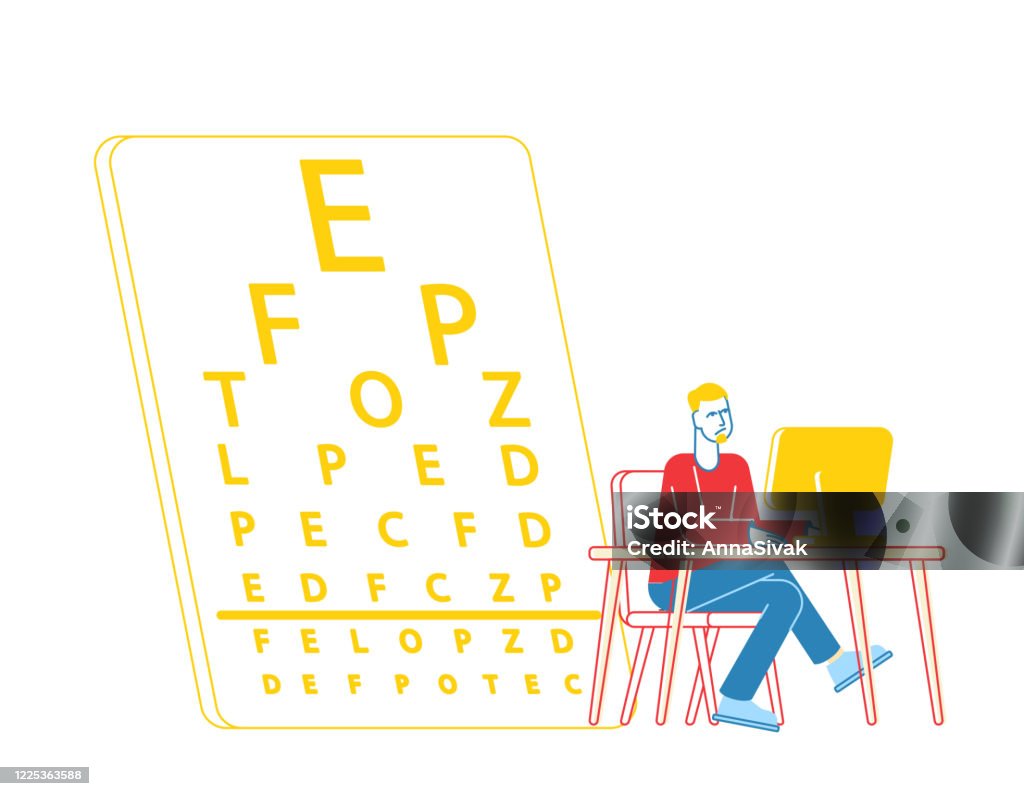 Ilustración De Concepto De Enfermedad De Miopía Y Ojos Siéntate De
