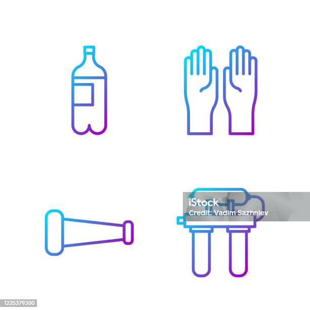 Atur Filter Air Garis Pipa Logam Industri Botol Air Dan Sarung Tangan