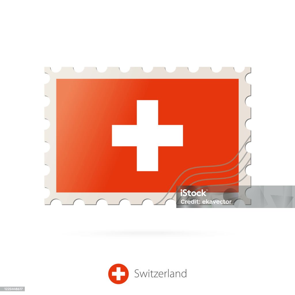 Prangko Dengan Gambar Bendera Swiss Ilustrasi Stok Unduh Gambar Sekarang Amplop Bendera