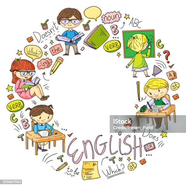 École Anglaise Pour Les Enfants Apprenez La Langue Illustration