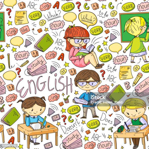 École Anglaise Pour Les Enfants Apprenez La Langue Illustration