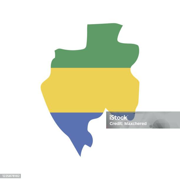 Ilustración De Gabón Bandera País De Africa Ilustración De Mapa
