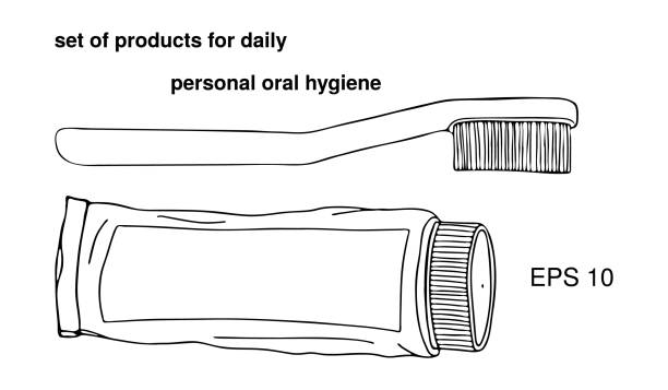 Set products items for daily personal oral cavity hygiene. Large tube ...