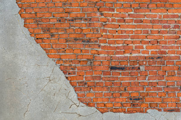 Free picture: Old brick wall with thick cement layer between ...