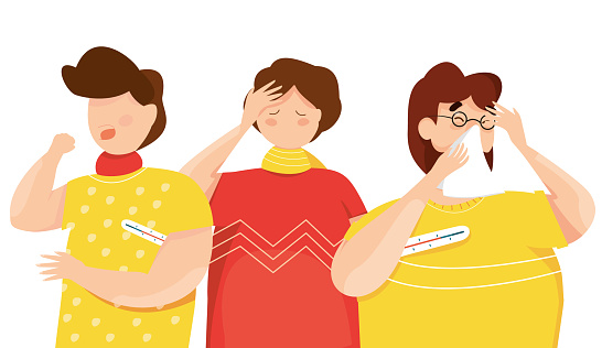 Ilustración De Conjunto Vectorial De Personas Enfermas Con Síntomas De