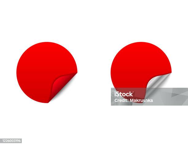 Étiquette Dautocollant Rouge Blanc Autocollant Rond Tordu Maquette