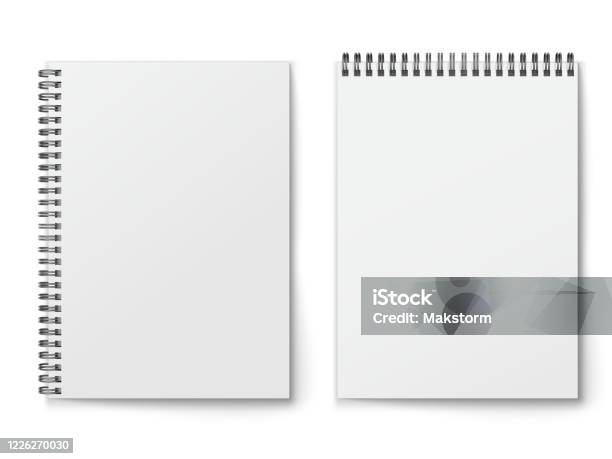 Blank Tertutup Realistis Spiral Notepad Mockup Terisolasi Pada Latar